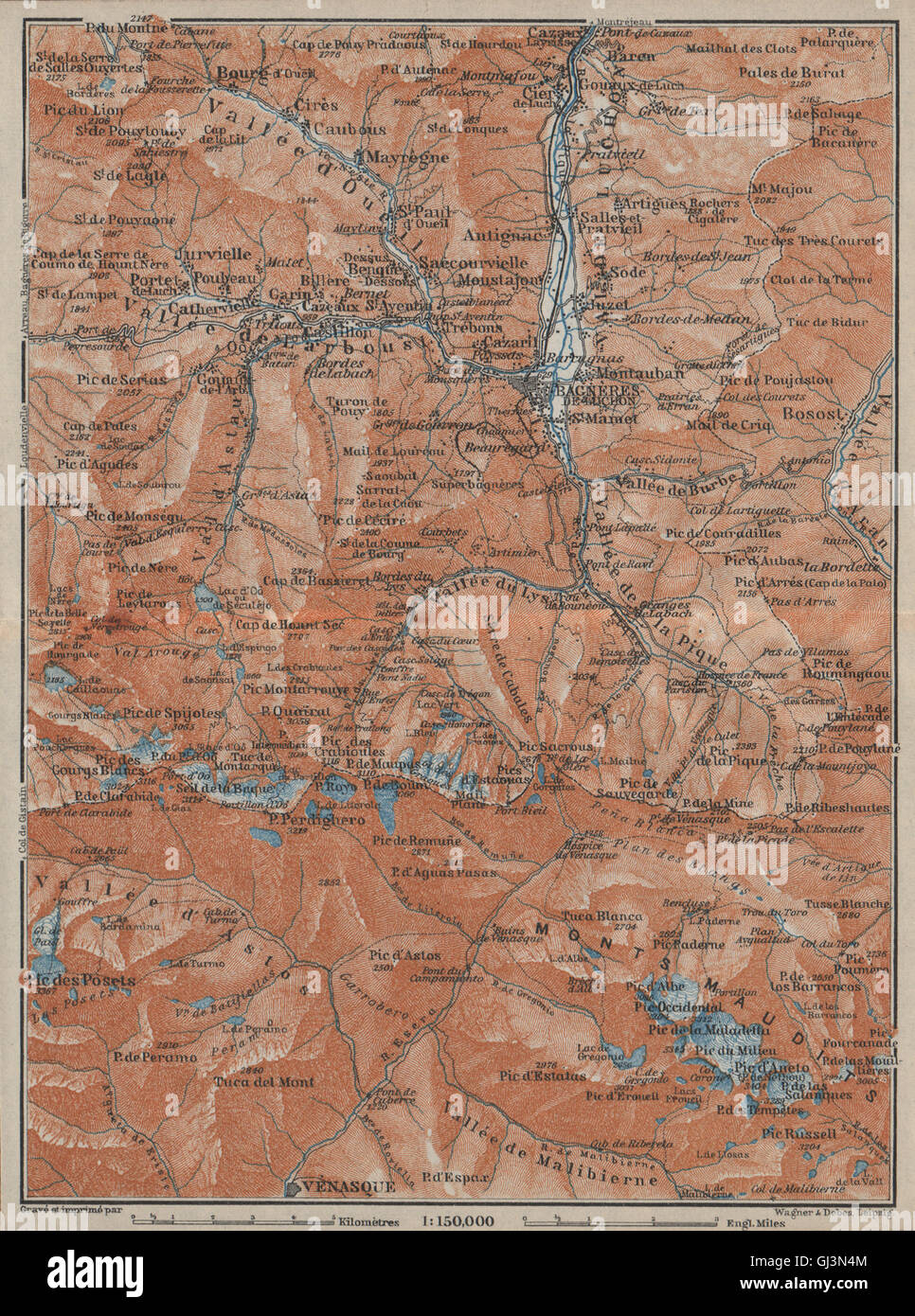 VAL DE LUCHON/ MONTS MAUDITS Bagnères de Luchon topo-map Haute-Garonne ...