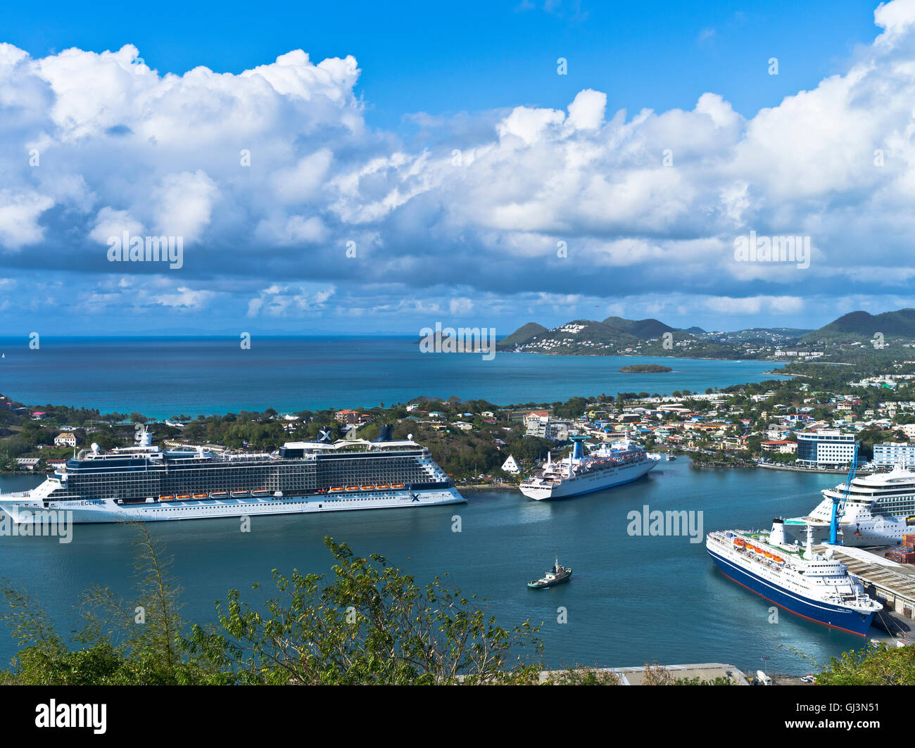 dh Castries ST LUCIA CARIBBEAN Lookout view Cruise liners in Caribbean ...