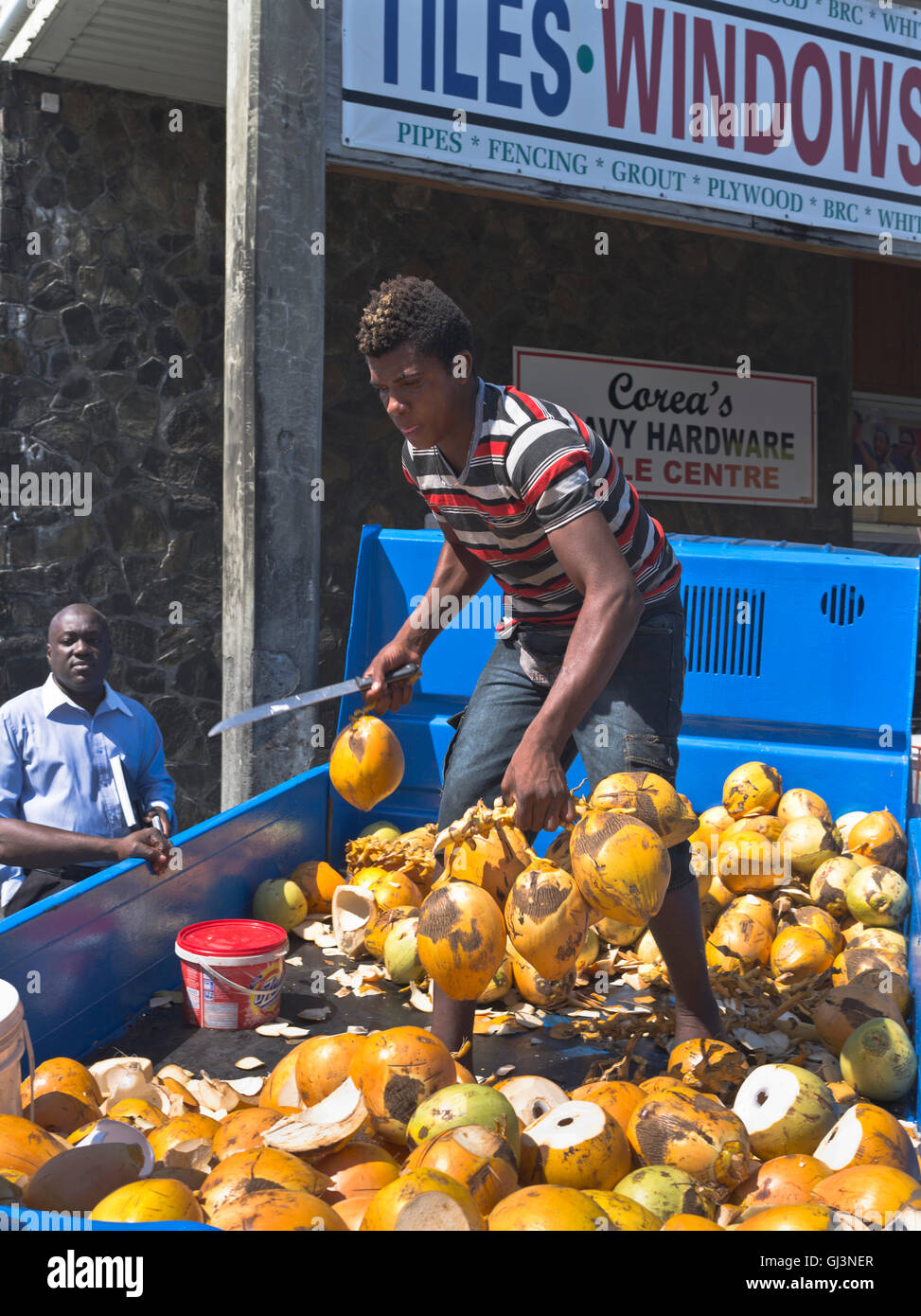 dh Kingstown ST VINCENT CARIBBEAN Caribbean coconut seller lorry load ...