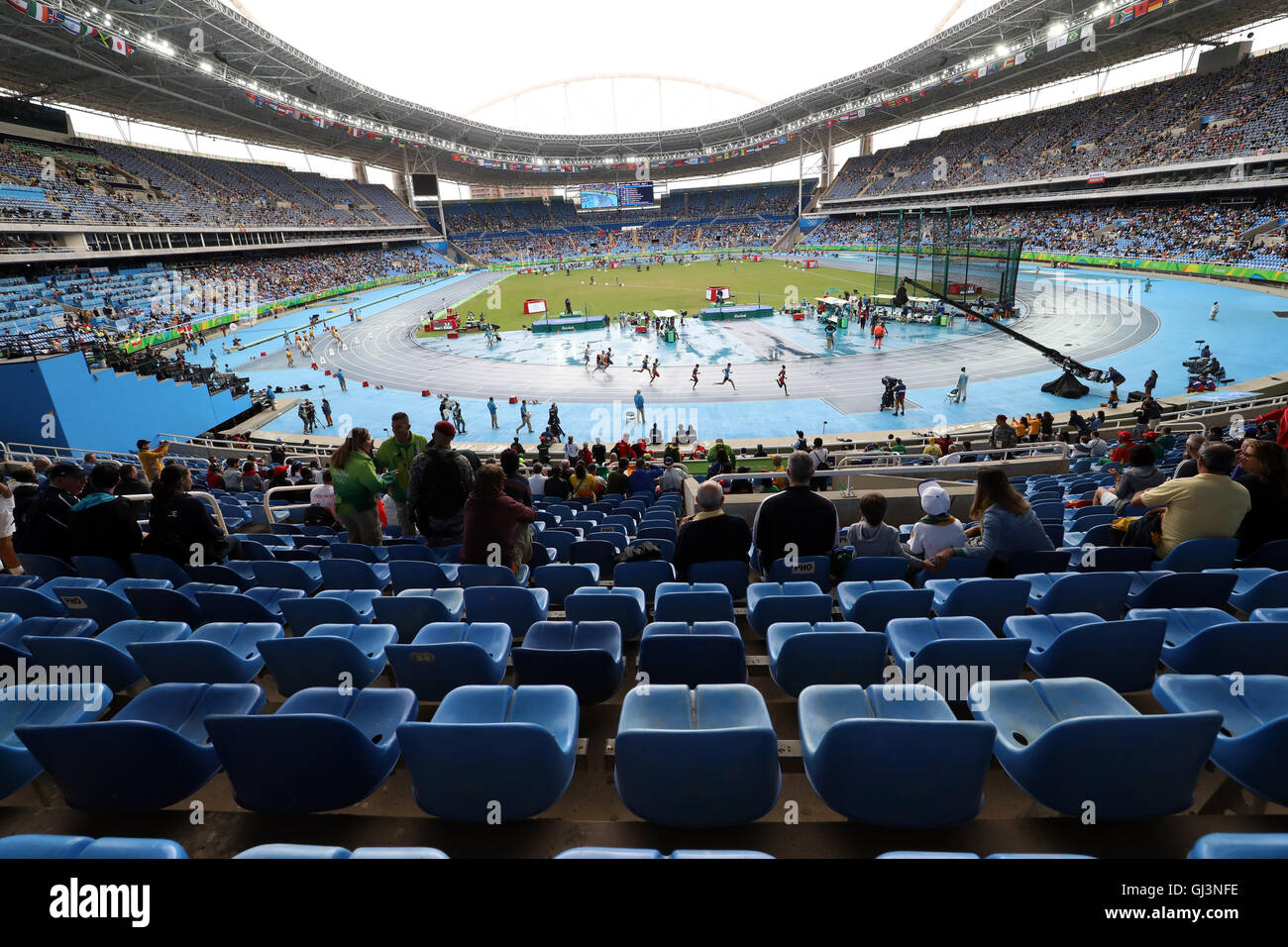A general view of empty seats at the Olympic Stadium on the seventh day ...