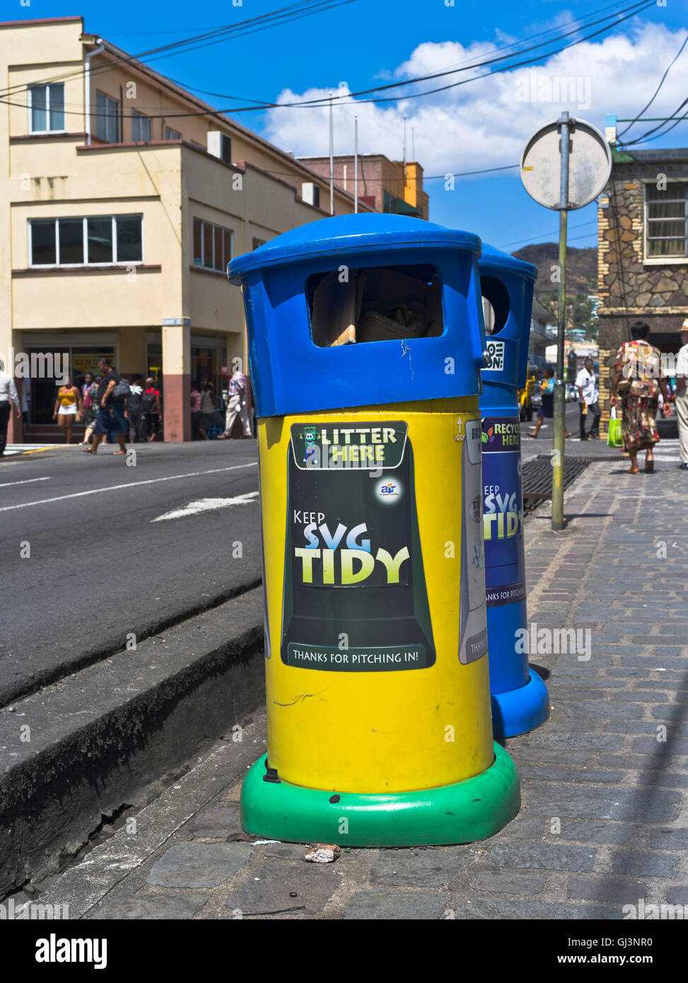 dh Kingstown ST VINCENT CARIBBEAN Caribbean litter bins town street bin ...