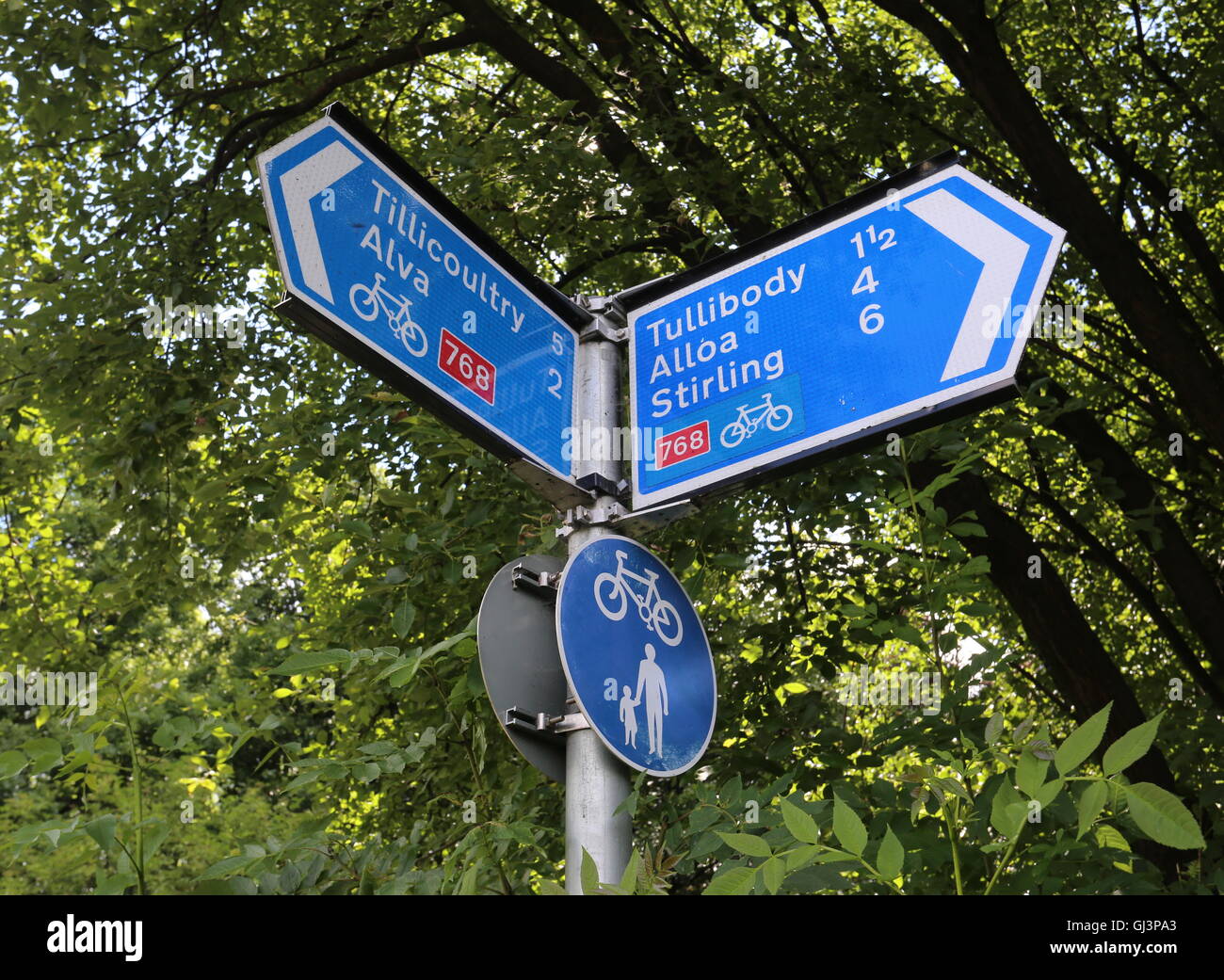 Cycle route 768 sign Clackmannanshire Scotland July 2016 Stock Photo ...
