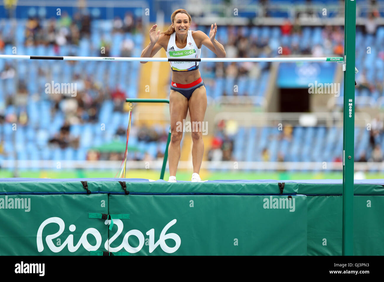 Great Britain's Jessica Ennis Hill celebrates clearing 1.86m during the ...
