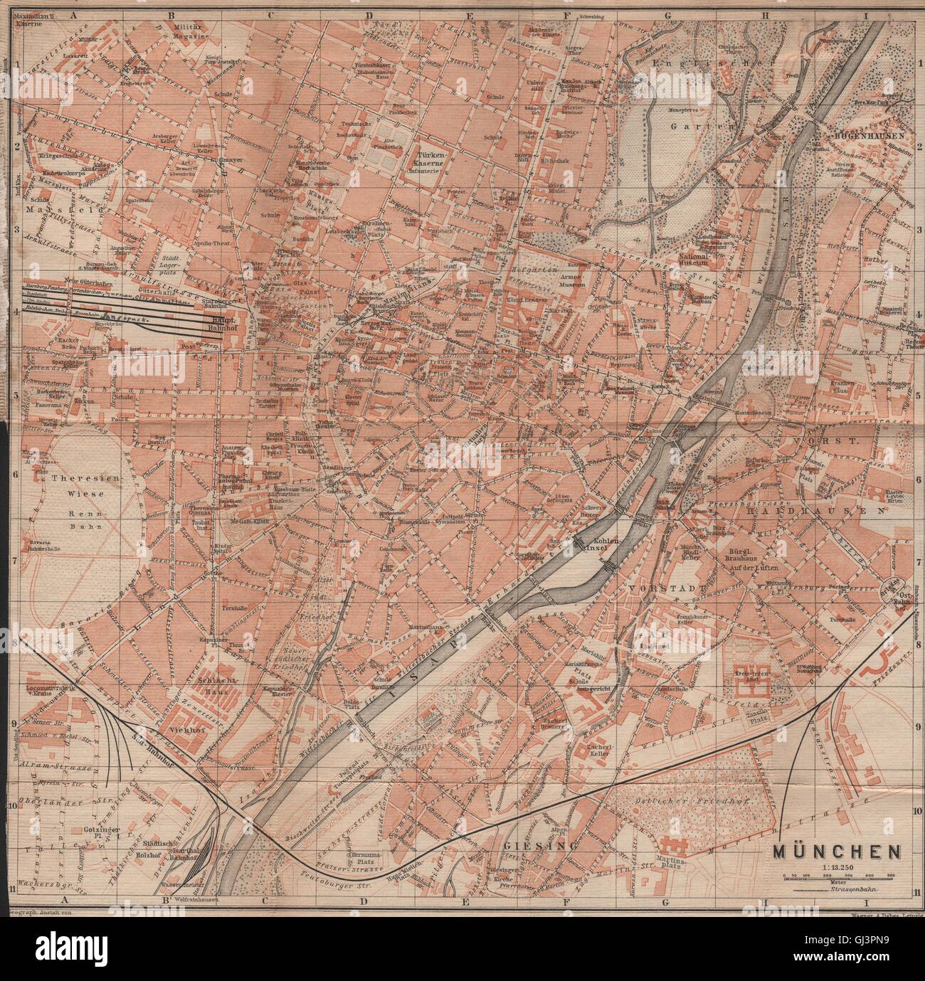 MÜNCHEN (MUNICH) town city stadtplan I. Munchen Nymphenburg. Bavaria ...