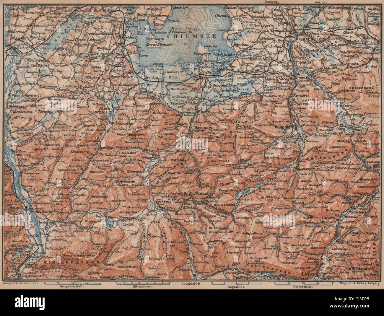 CHIEMSEE, CHIEMGAU & environs. Kufstein Traunstein Lofer Kössen karte ...