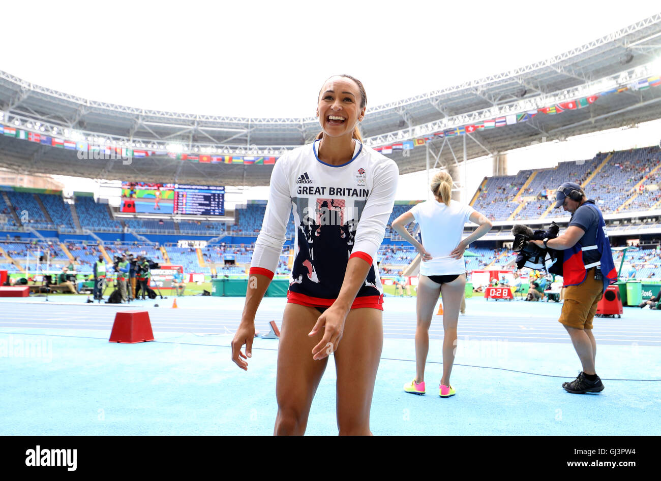 Great Britain's Jessica Ennis Hill reacts following the women's ...