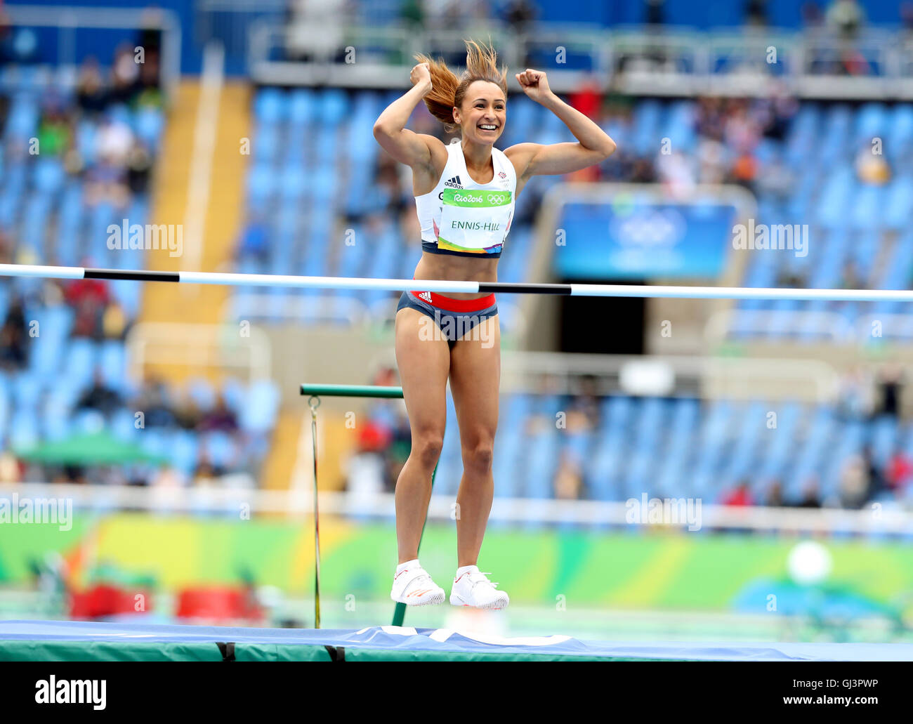 Great Britain's Jessica Ennis Hill celebrates following a clearance ...