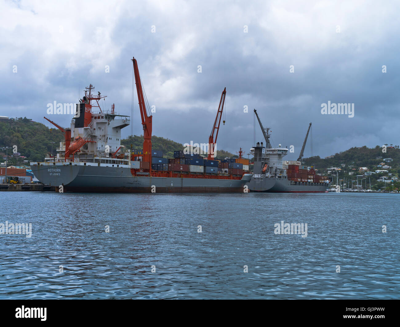 dh St George GRENADA CARIBBEAN Cargo container ships loading ...