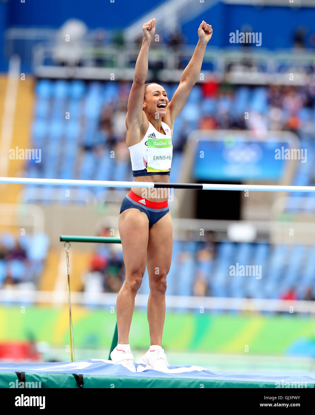 Great Britain's Jessica Ennis Hill celebrates following a clearance ...