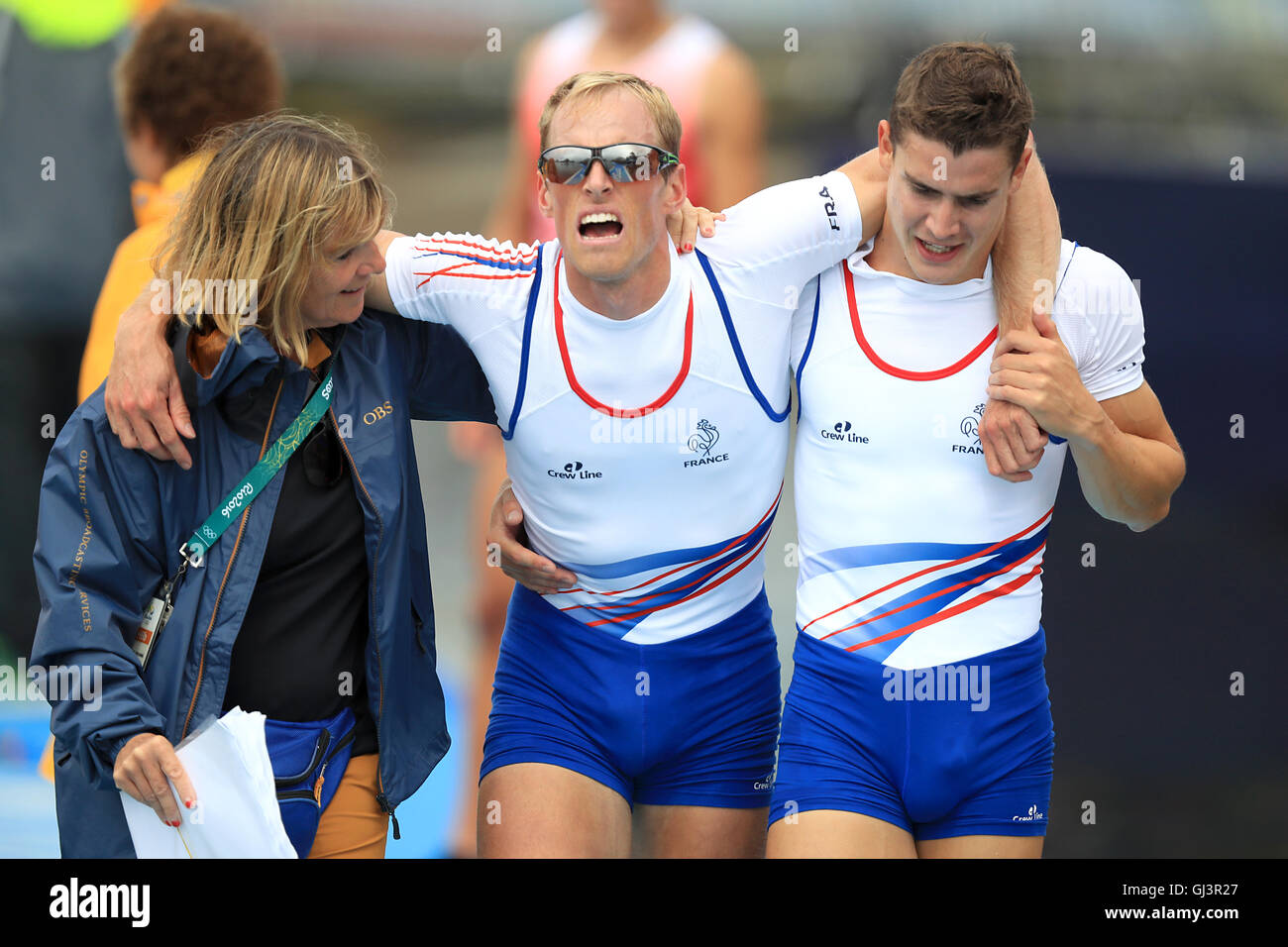 France's Pierre Houin and Jeremie Azou celebrate winning gold in the ...