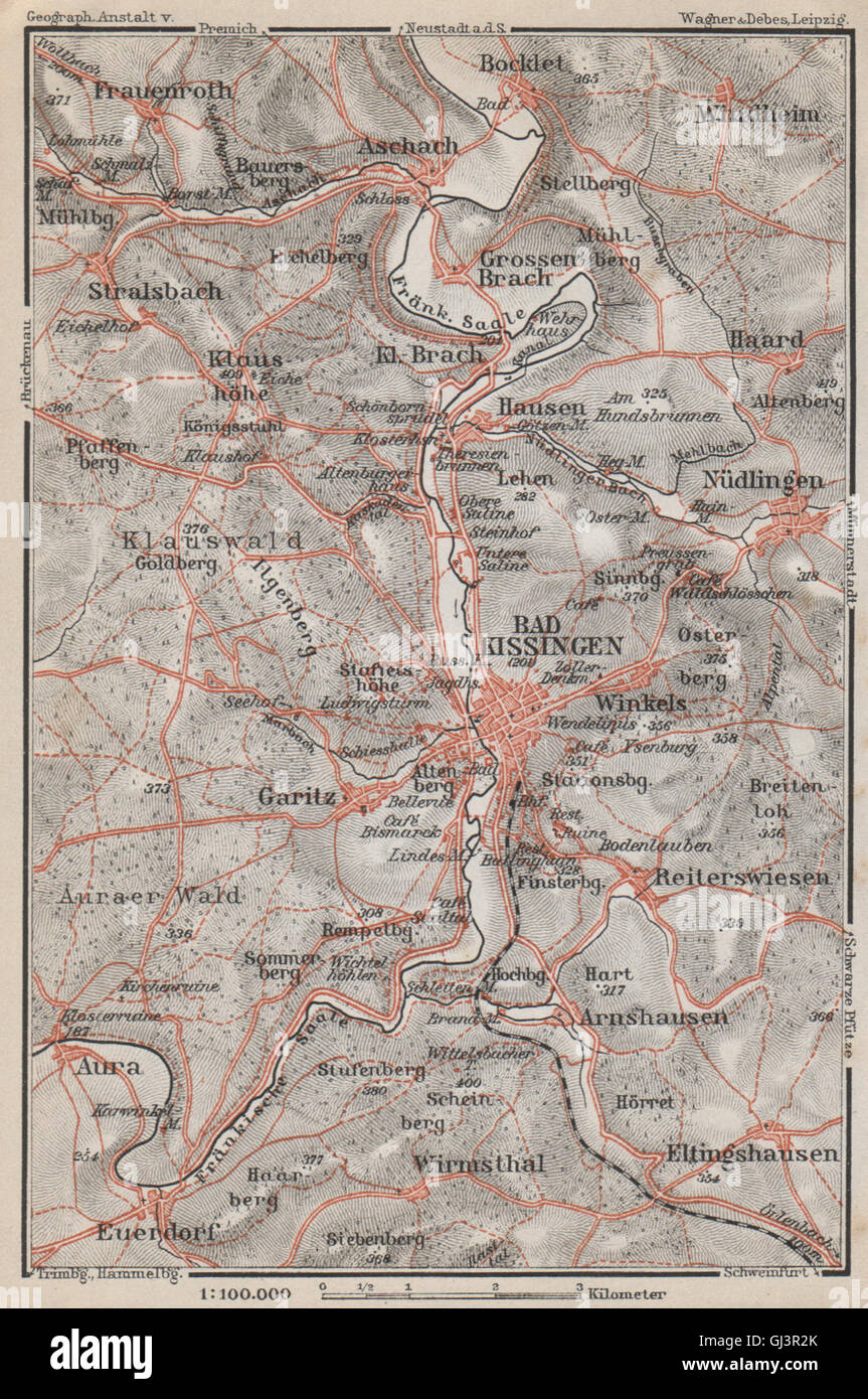 BAD KISSINGEN & umgebung. Nüdlingen Eltinghausen Euerdorf Bocklet, 1910 ...