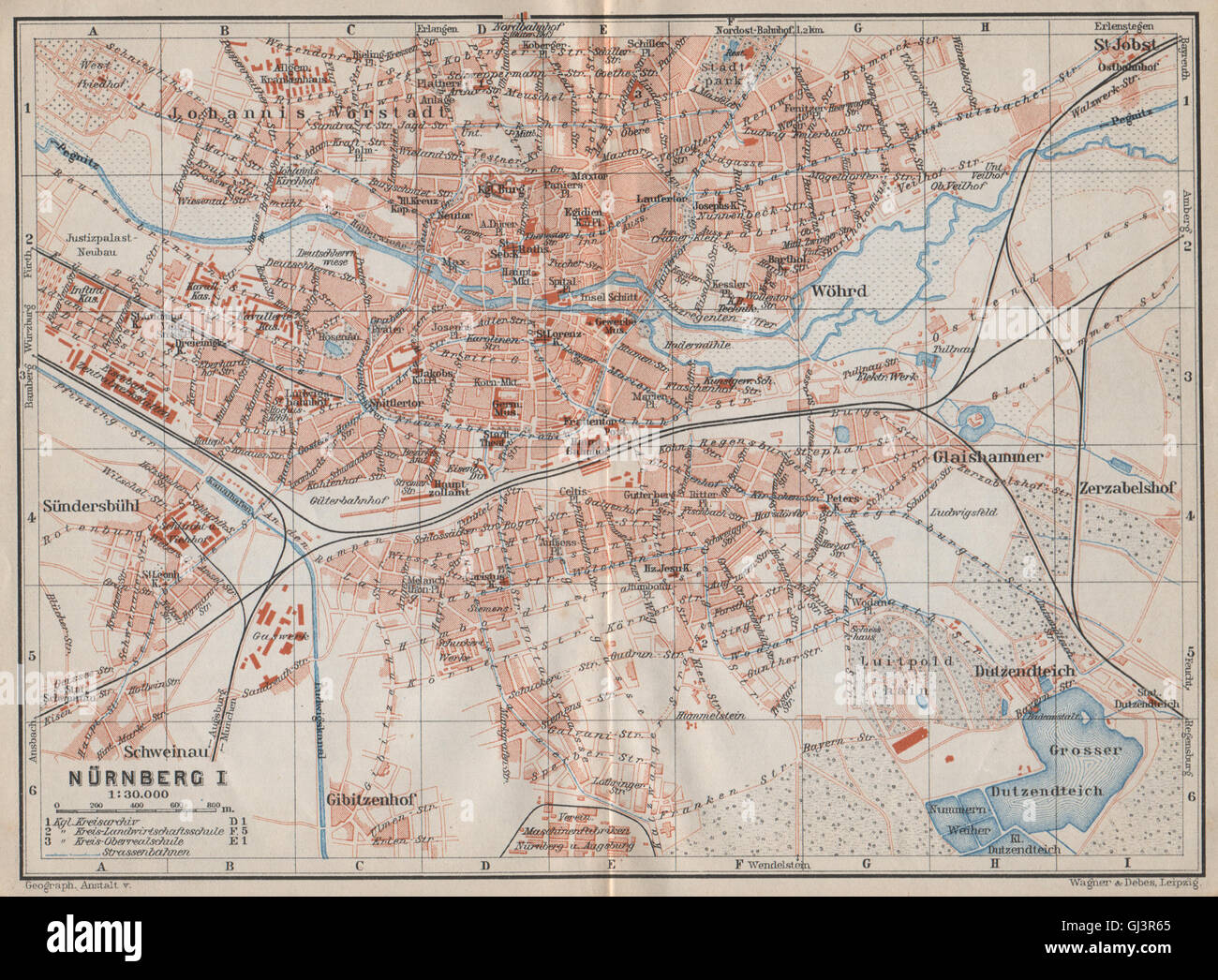 NÜRNBERG antique town city stadtplan. Nuremberg. Bavaria karte, 1910 ...