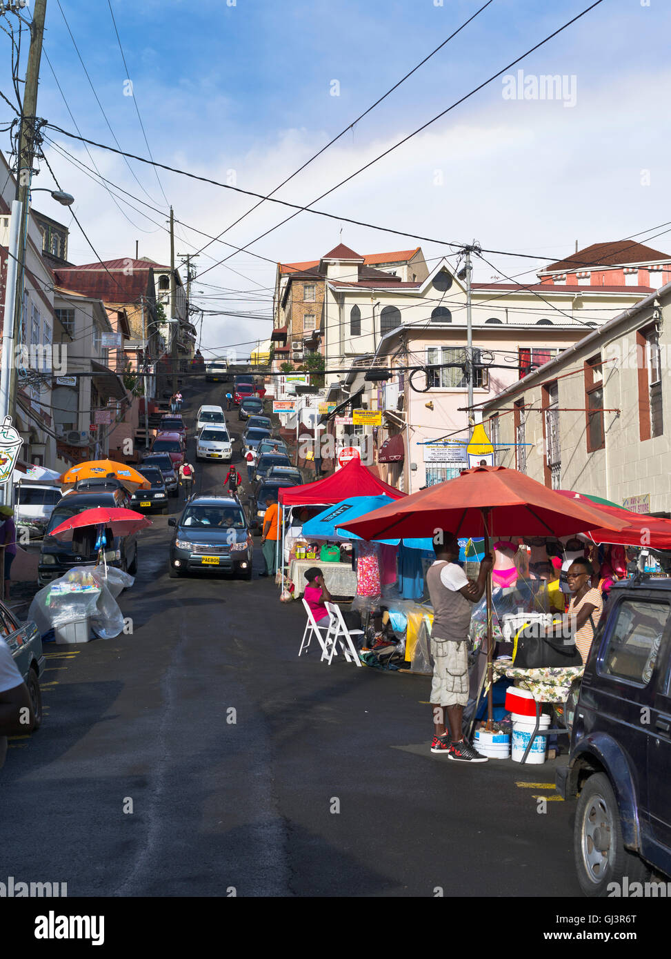 dh St George GRENADA CARIBBEAN Street market stalls local people Stock ...