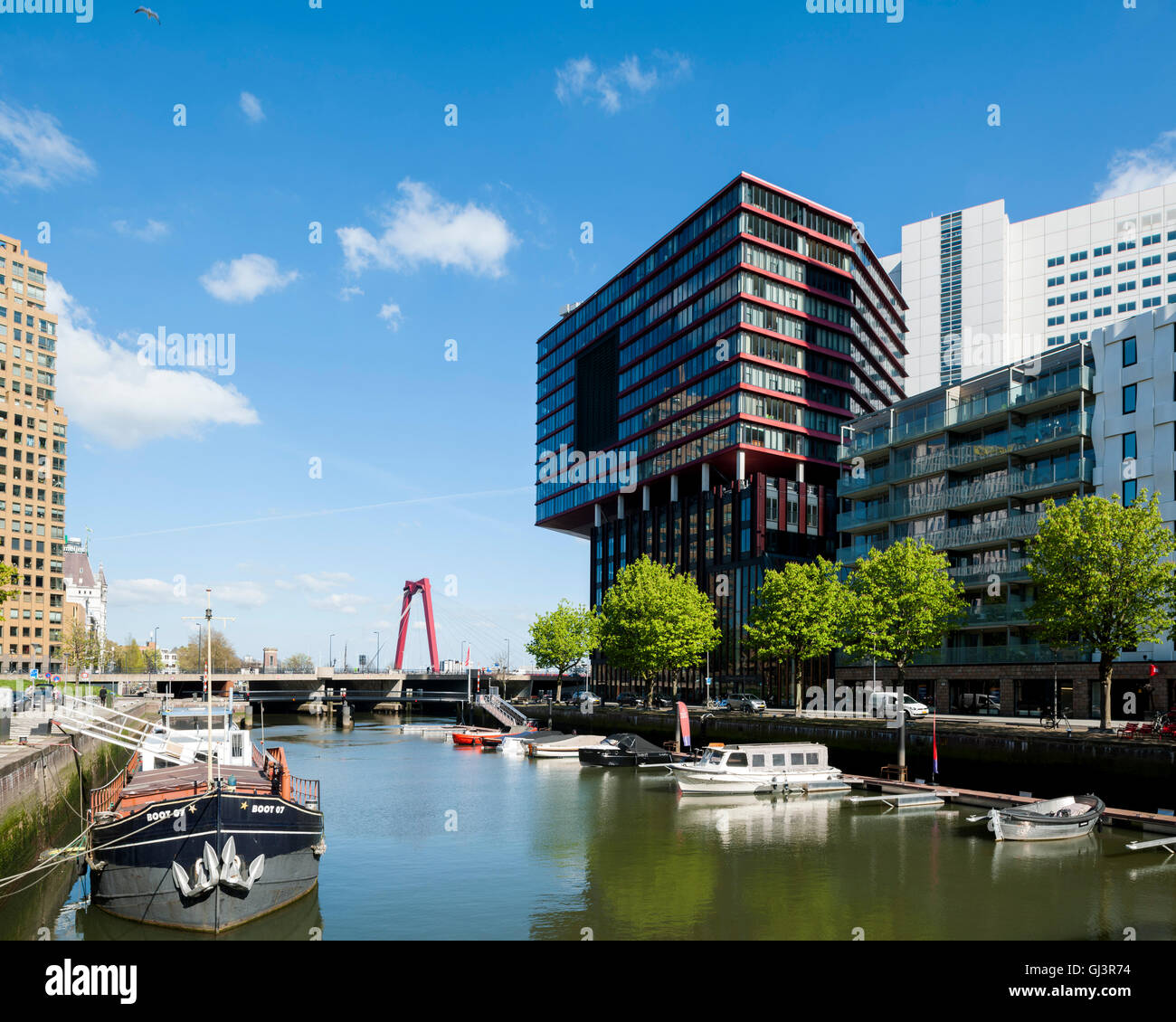 City scape view as seen from the canal. The Red Apple, Rotterdam ...