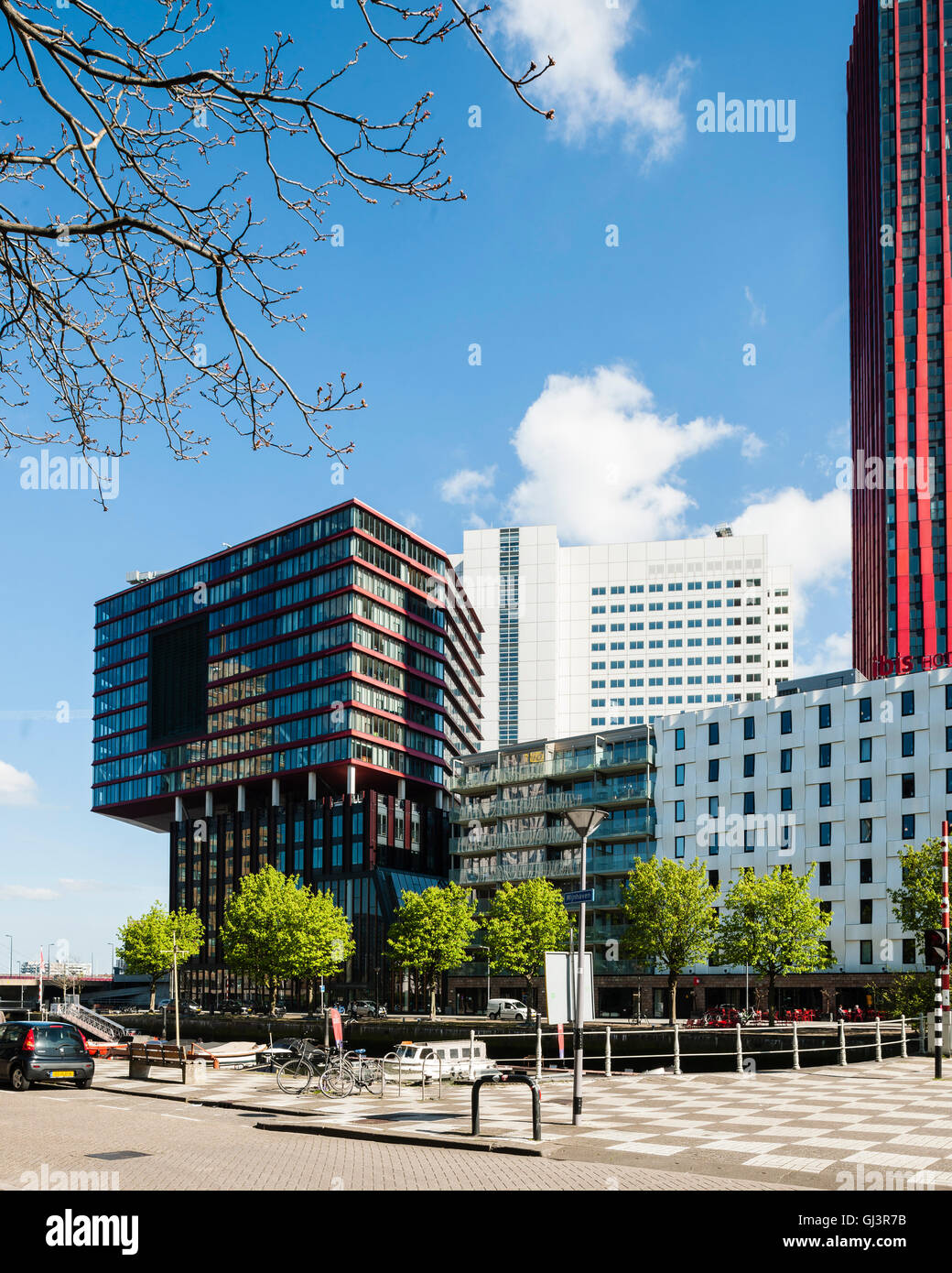 Lateral elevation of modular block and high-rise tower. The Red Apple ...