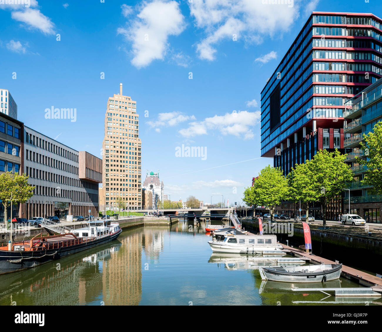 City scape view as seen from the canal. The Red Apple, Rotterdam ...