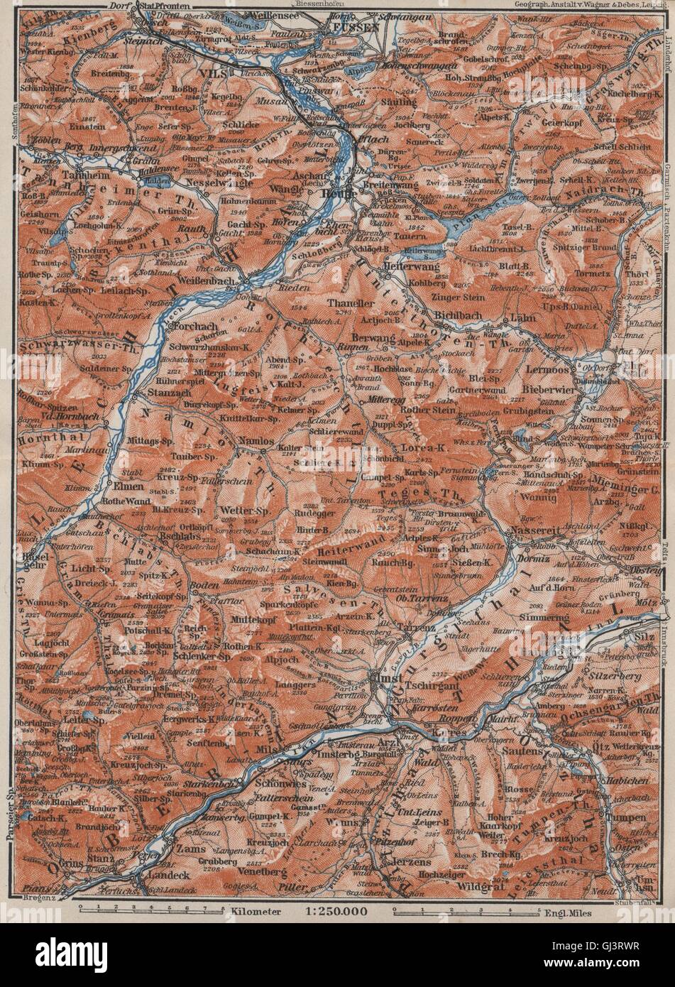 LECHQUELLENGEBIRGE range. Reutte Imst Füssen Lechtal Oberinntal karte ...
