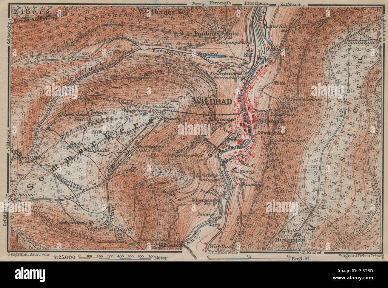 BAD WILDBAD & environs/umgebung. Sommerberg. Baden-Württemberg karte ...