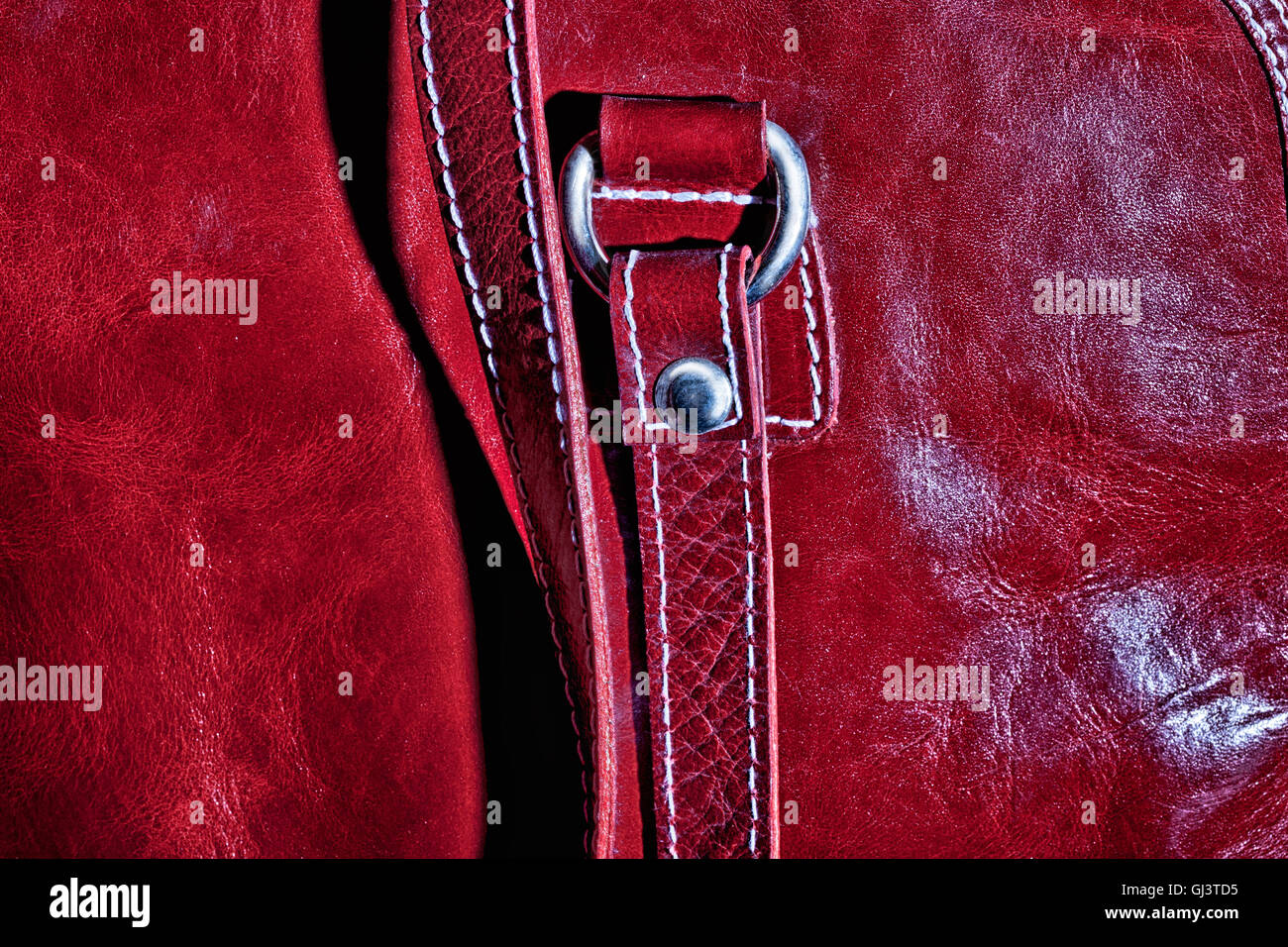 Detail of a red leather bag Stock Photo - Alamy