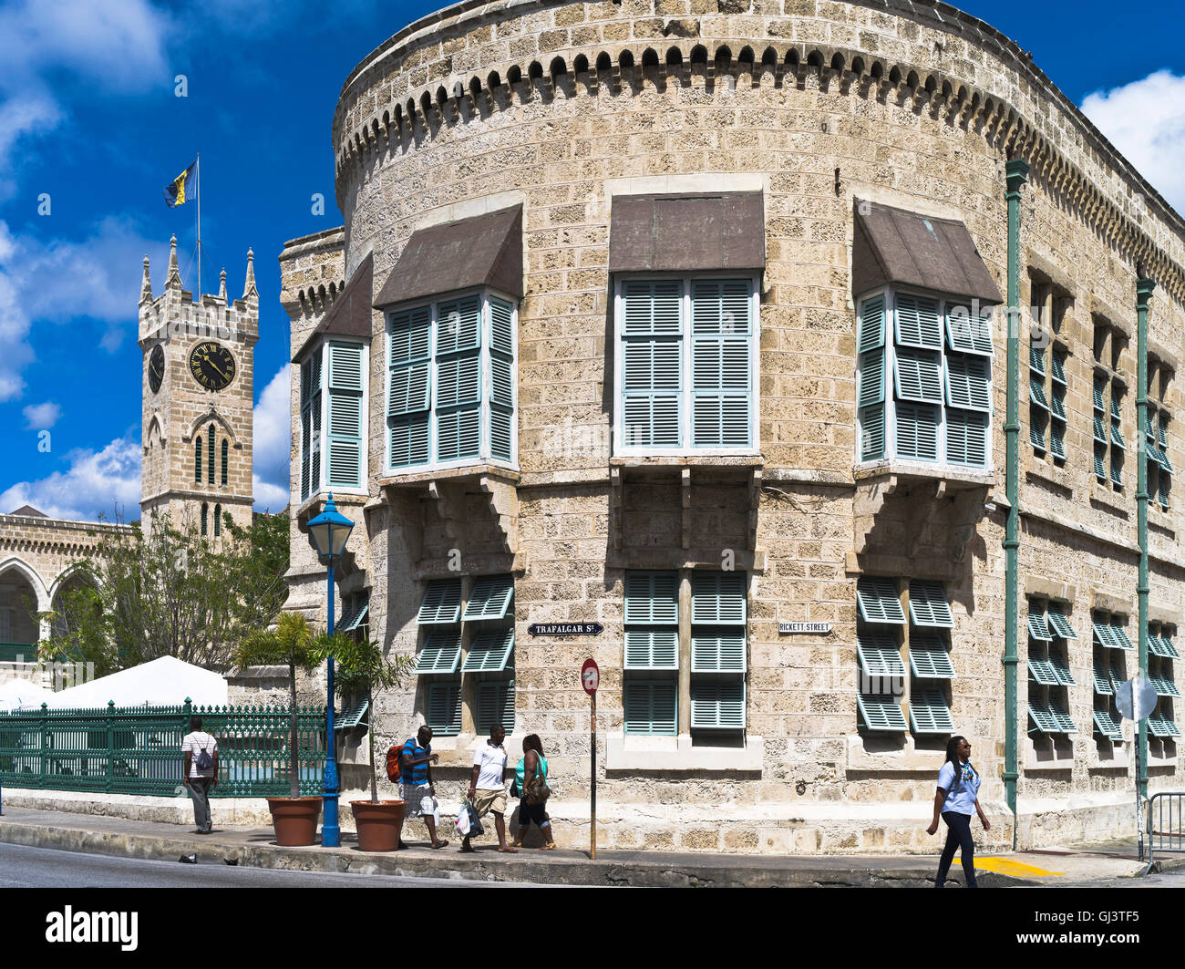 dh Bridgetown BARBADOS CARIBBEAN Colonial building Parliament clock ...