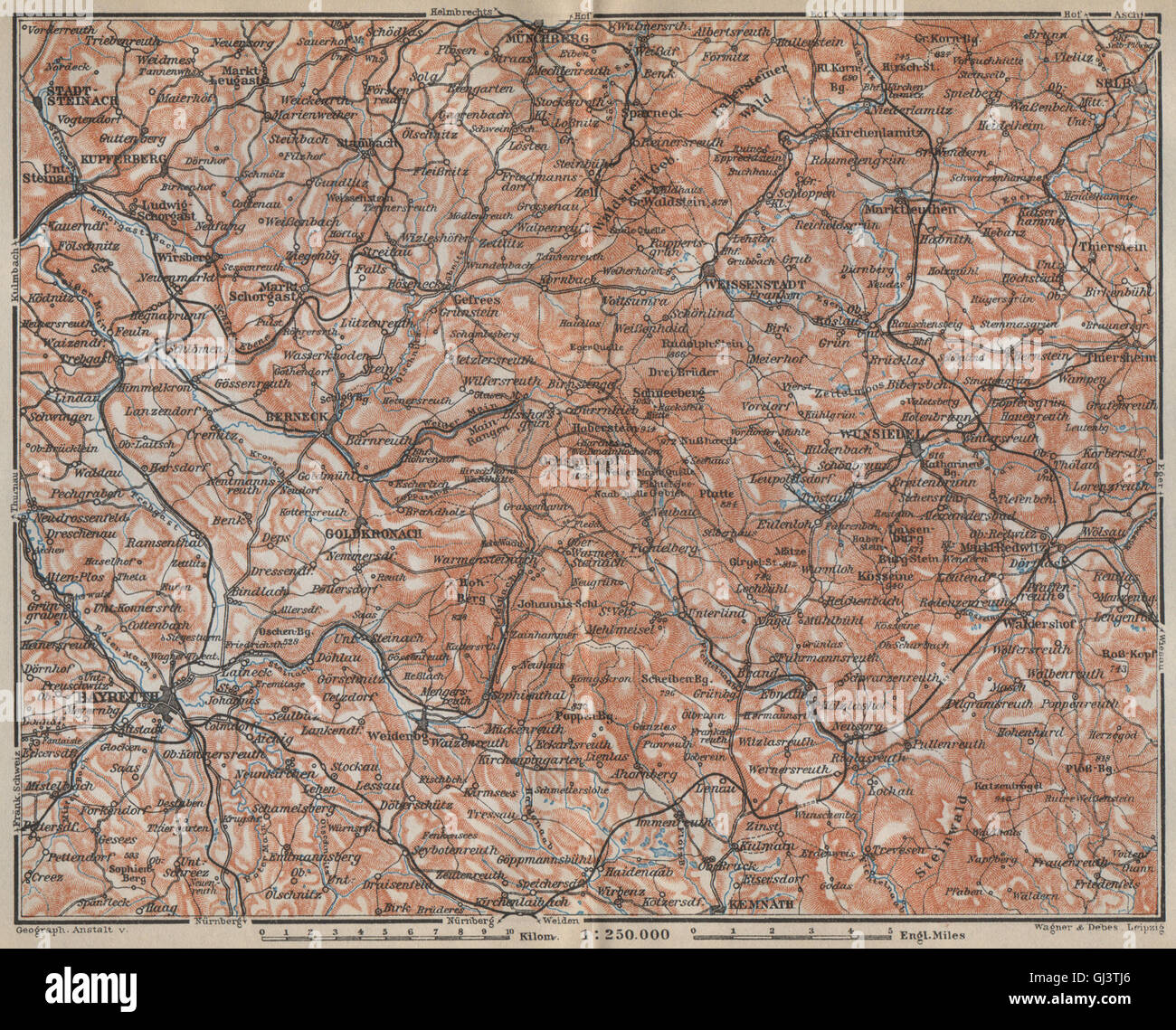 FICHTELGEBIRGE. Fichtel Mountains. Bayreuth Münchberg Wunsiedel Selb ...