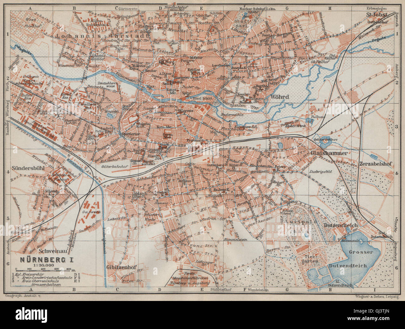 NÜRNBERG antique town city stadtplan. Nuremberg. Bavaria karte, 1914 ...