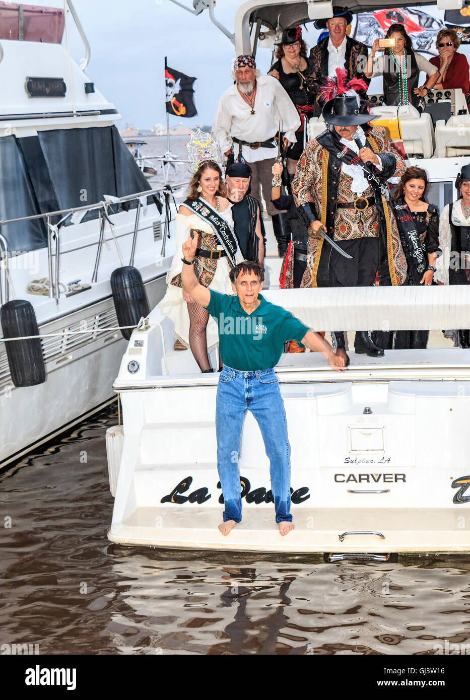 The Mayor of Lake Charles, Louisiana, 'walking the plank' during ...