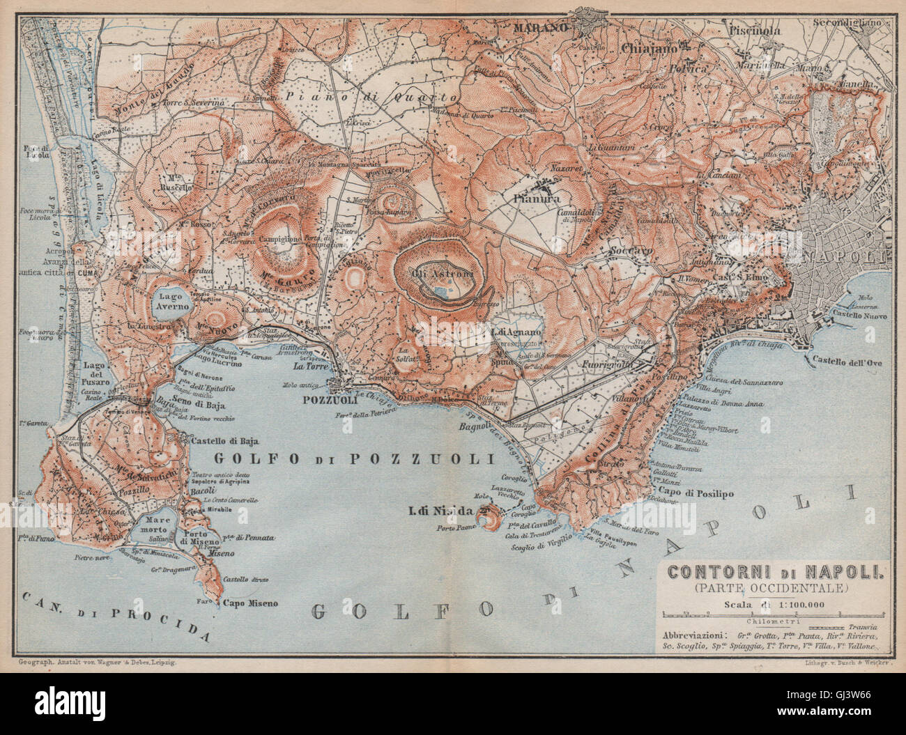 Contorni di NAPOLI. NAPLES western environs. Golfo di Pozzuoli. Italy ...