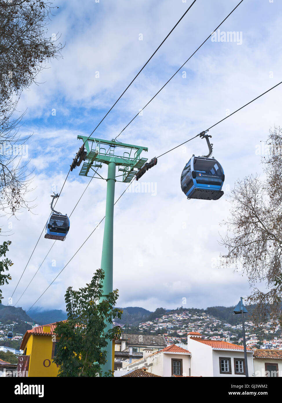 dh Cable car FUNCHAL MADEIRA Cable cars to Monte above houses Stock ...