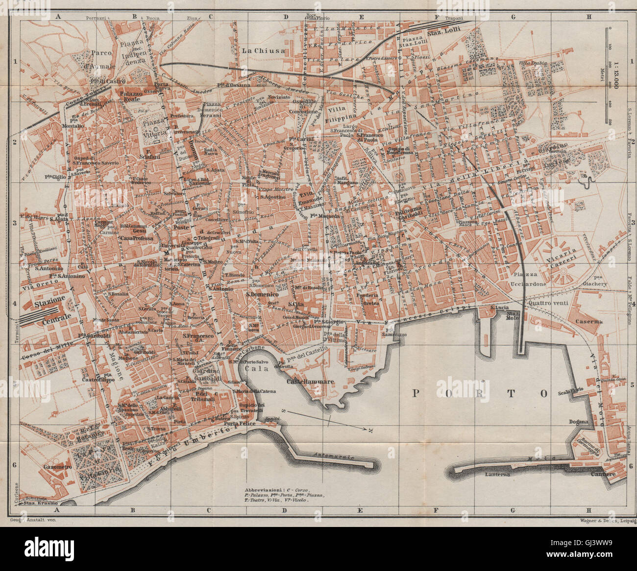 PALERMO antique town city plan piano urbanistico. Italy mappa, 1912 ...