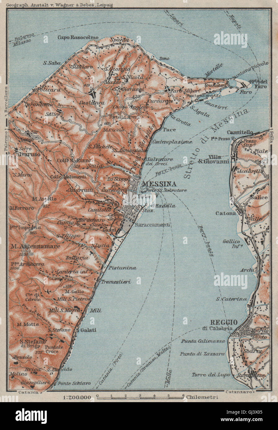 STRAIT OF/Stretto di MESSINA. Reggio di Calabria. Italy Sicily Sicilia ...
