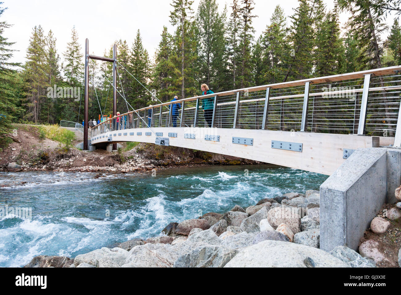 The Fifth Bridge that crosses the Maligne River and the Maligne Canyon ...