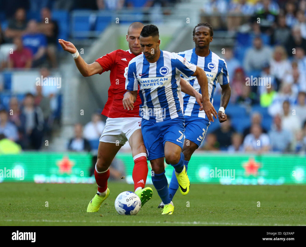 Nottingham Forest's Pajtim Kasami (right) and Brighton and Hove Albion ...