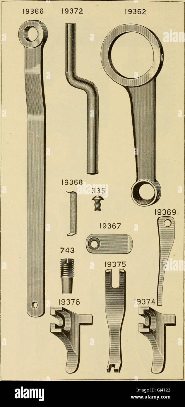This 1922 document lists various machine parts, detailing their ...