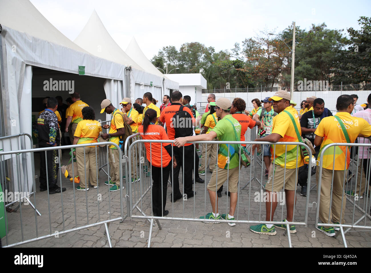 Security check at the Olympic Equestrian Centre in Deodoro at Eventing ...