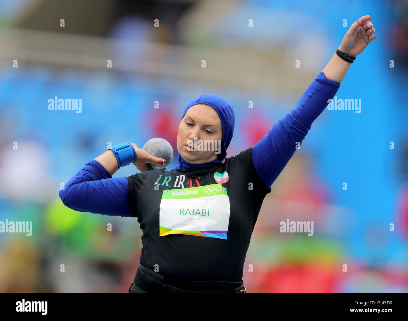 Rio de Janeiro, Brazil. 12th Aug, 2016. Leila Rajabi of Iran competes ...