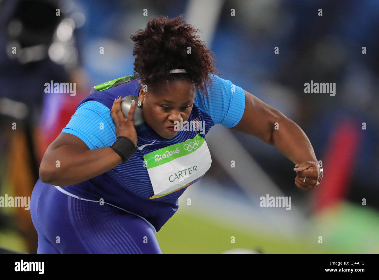 Rio de Janeiro, Brazil. 12th Aug, 2016. Michelle Carter of USA competes ...
