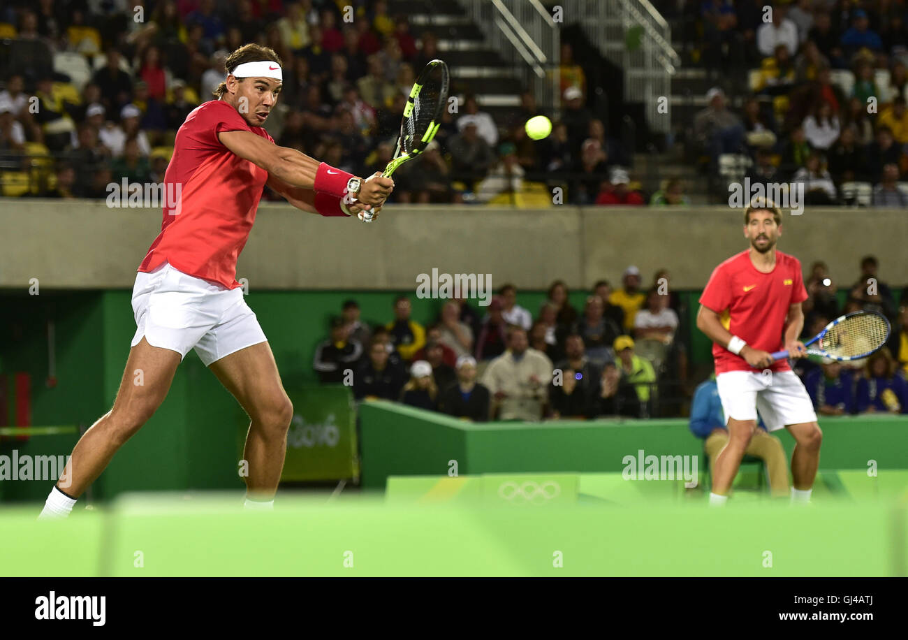 Rio De Janeiro, Brazil. 12th Aug, 2016. Rafael Nadal (L) and Marc Lopez ...