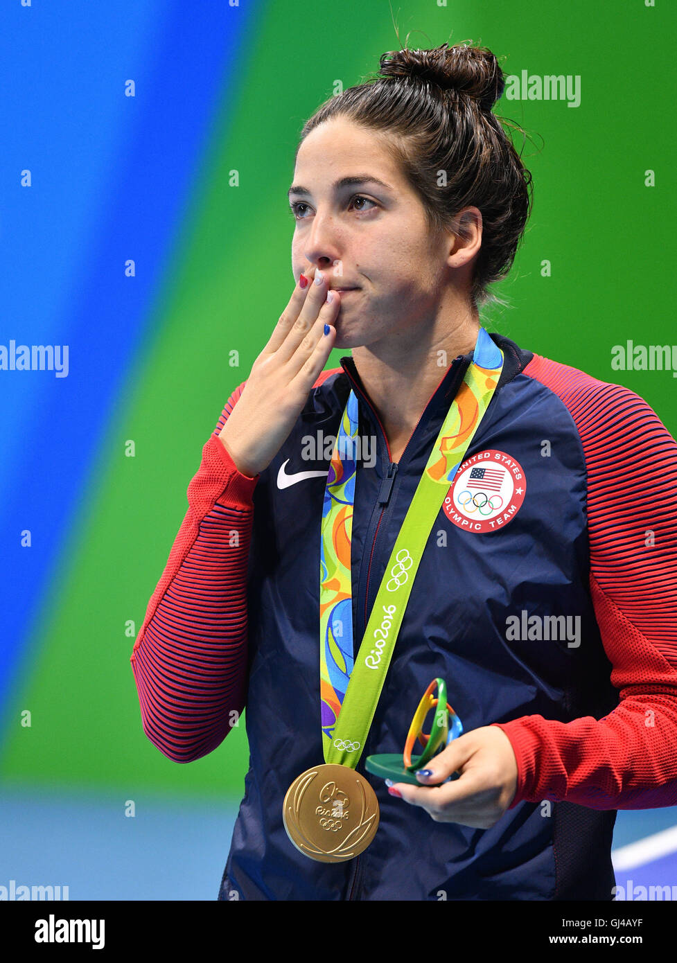 Rio de Janeiro, Brazil. 12th Aug, 2016. Gold medalist Madeline Dirado ...