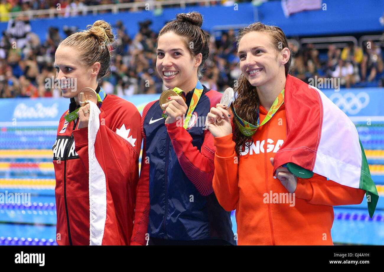 Rio de Janeiro, Brazil. 12th Aug, 2016. Gold medalist Madeline Dirado ...