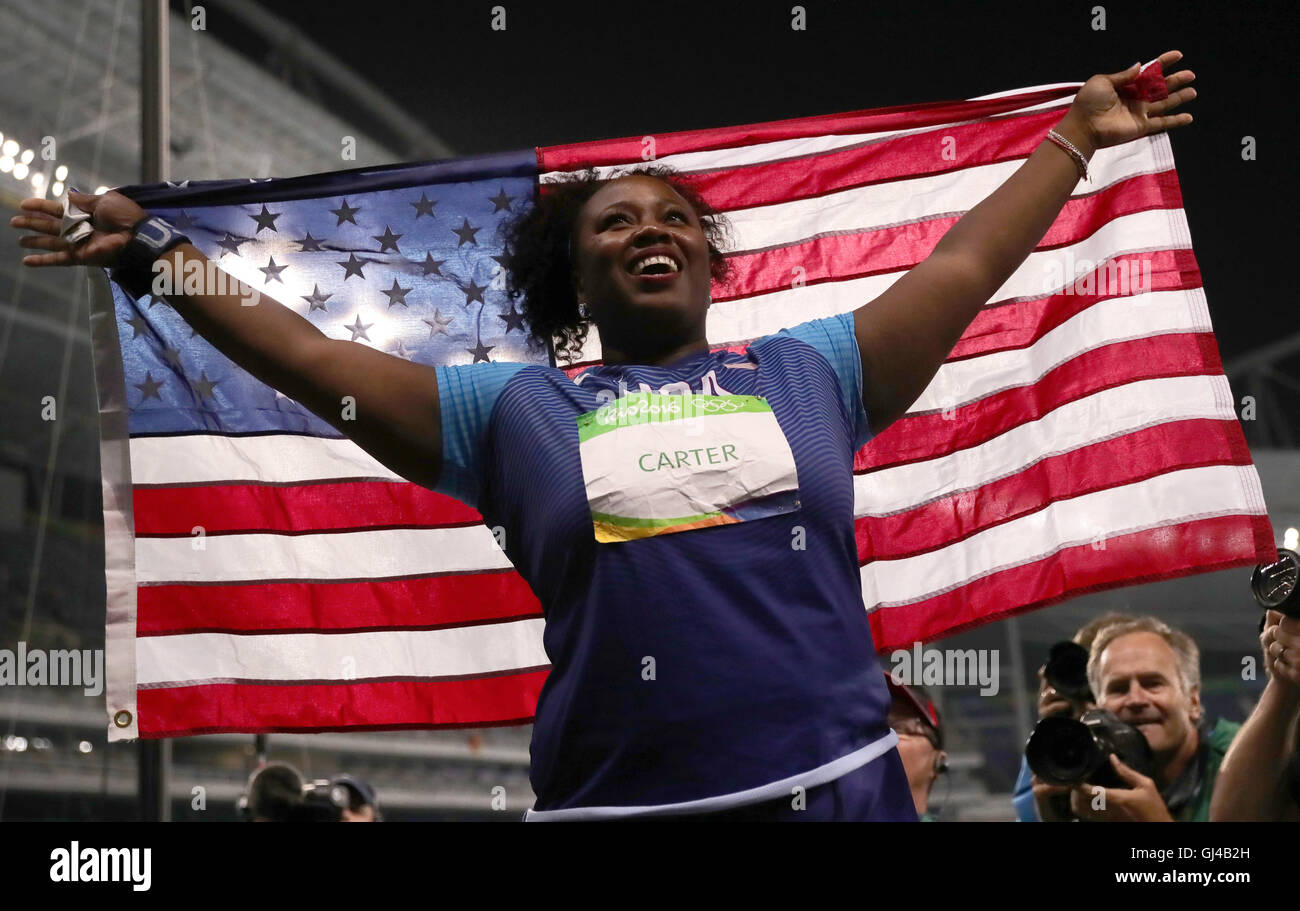Rio de Janeiro, Brazil. 12th Aug, 2016. Gold medalist Michelle Carter ...