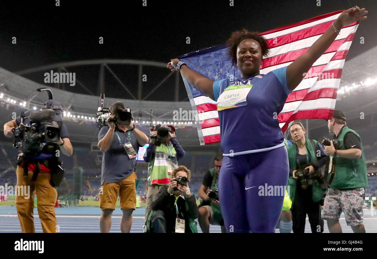 Rio de Janeiro, Brazil. 12th Aug, 2016. Gold medalist Michelle Carter ...