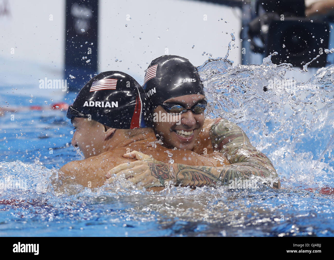 Rio De Janeiro, Brazil. 12th Aug, 2016. Anthony Ervin (R) of the United ...