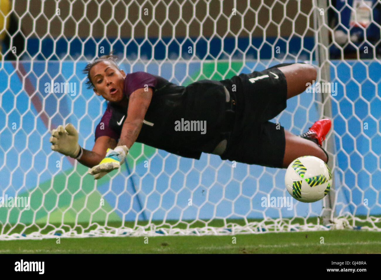 Belo Horizonte, Brazil. 12th Aug, 2016. Barbara, goalkeeper of Brazil ...