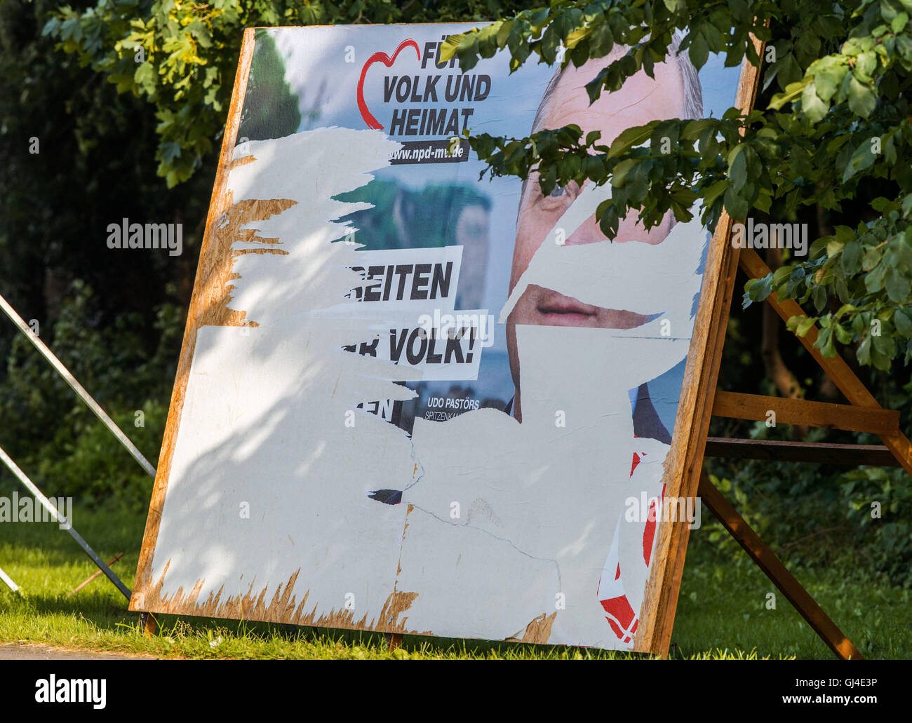 Destroyed posters for the state election in Mecklenburg-Western ...