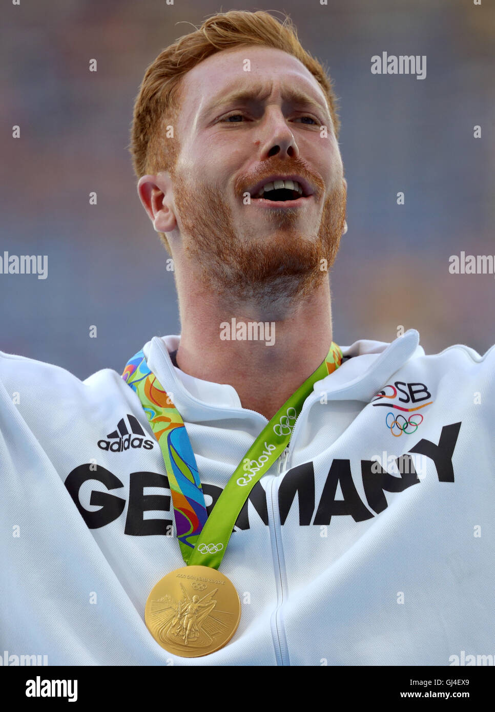 Rio de Janeiro, Brazil. 13th Aug, 2016. Gold medalist Christoph Harting ...