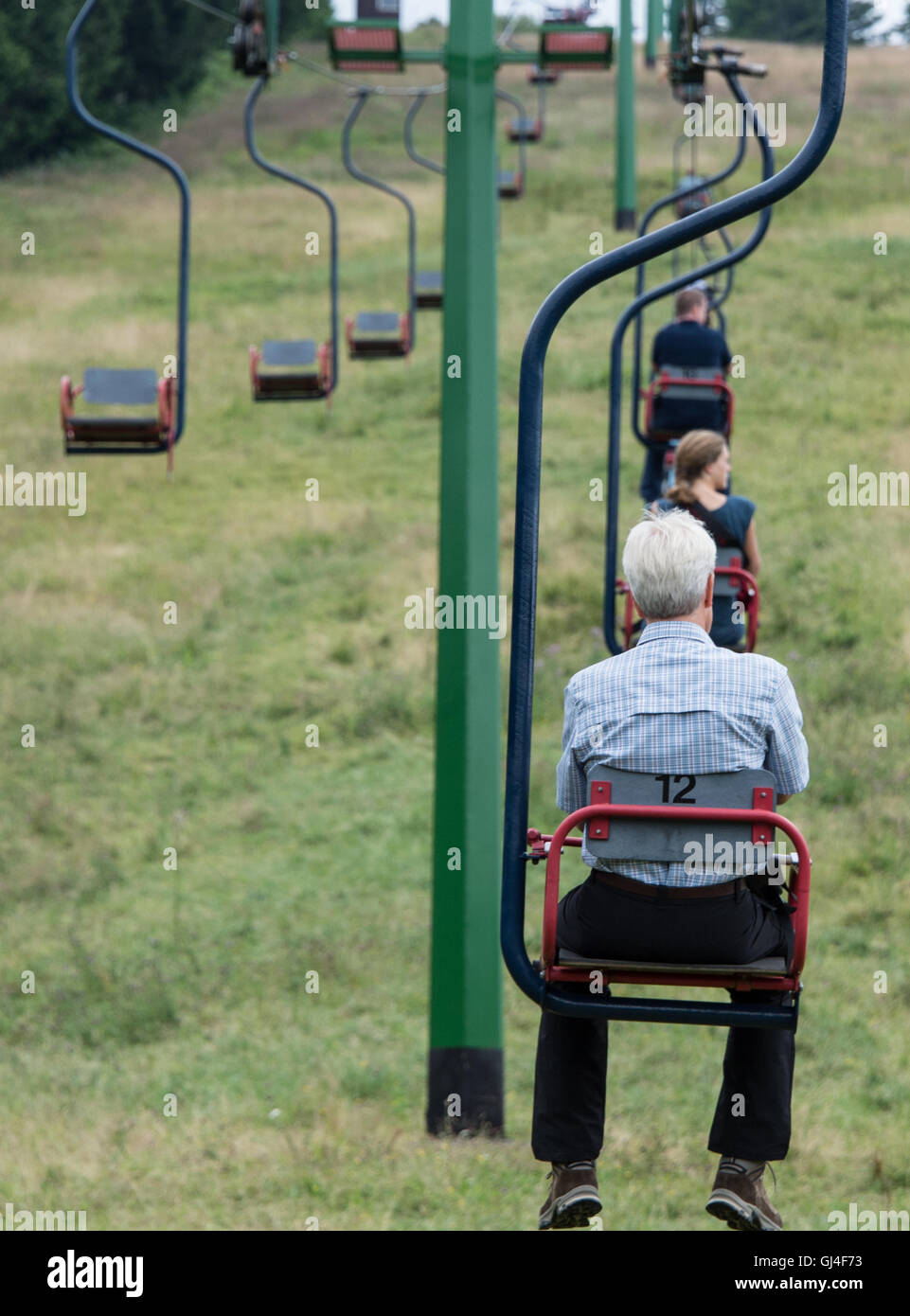 Seebach, Germany. 28th July, 2016. Hikers using a chairlift at the ...