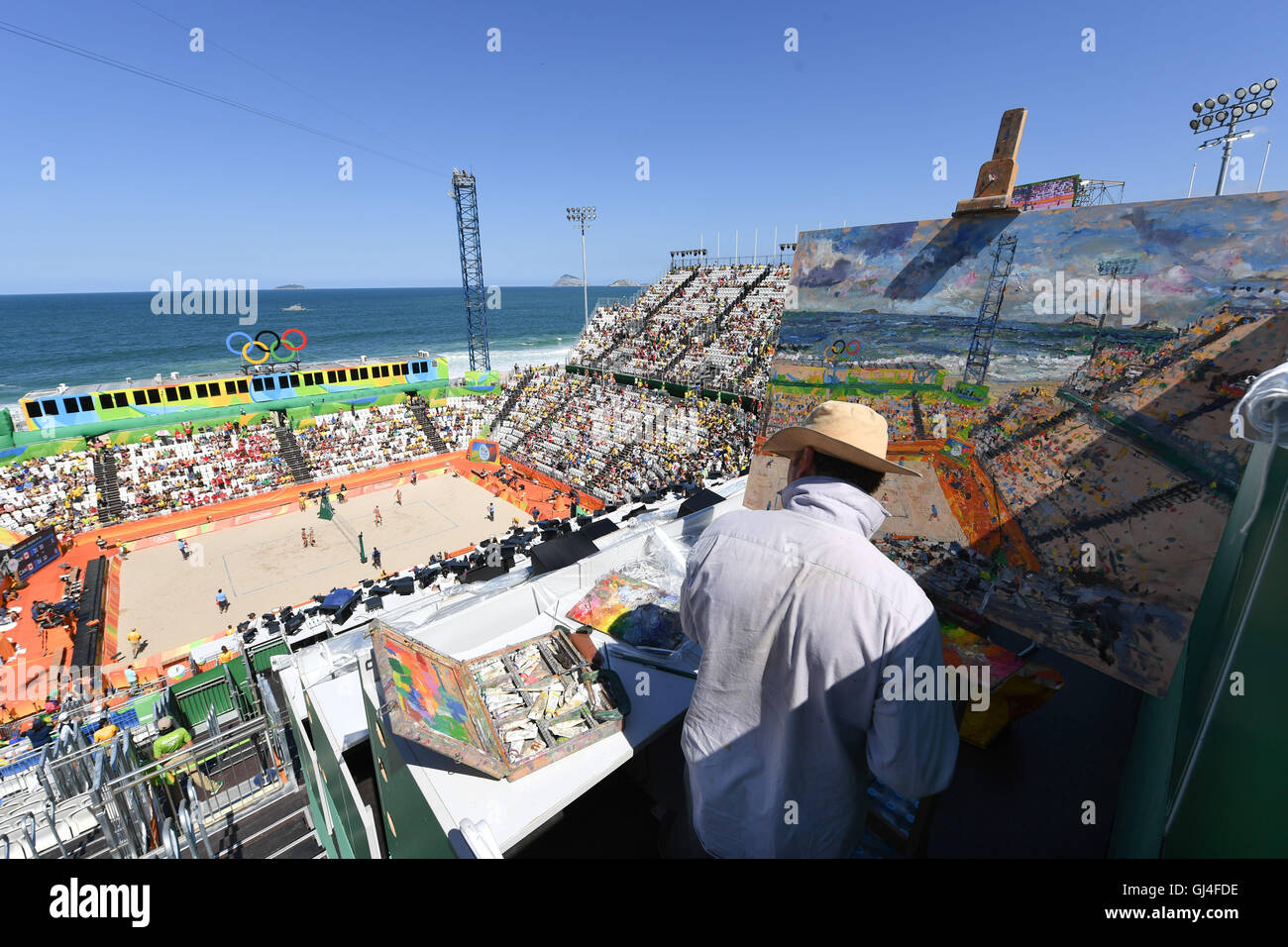 Rio de Janeiro, Brazil. 13th Aug, 2016. Artist Peter Spens of Great ...