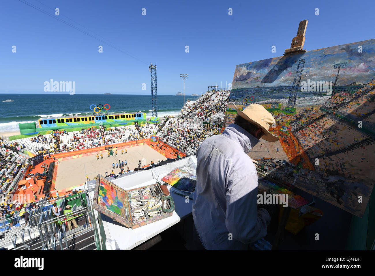 Rio de Janeiro, Brazil. 13th Aug, 2016. Artist Peter Spens of Great ...
