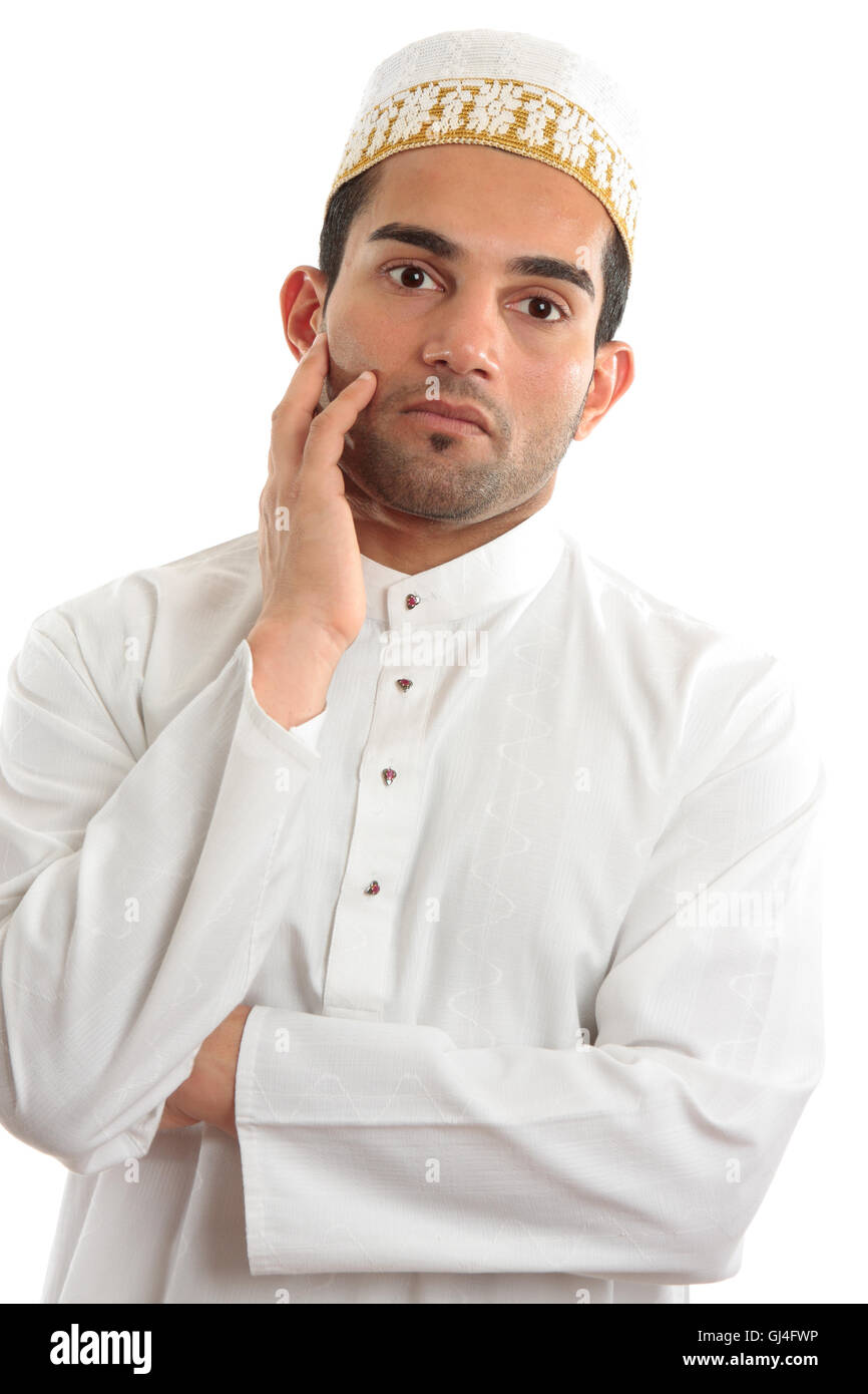 Arab man thinking Stock Photo - Alamy